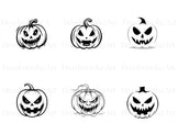 Halloween Pumpkin Line Art, Jack O Lantern, Pumpkin Face – Clipartset