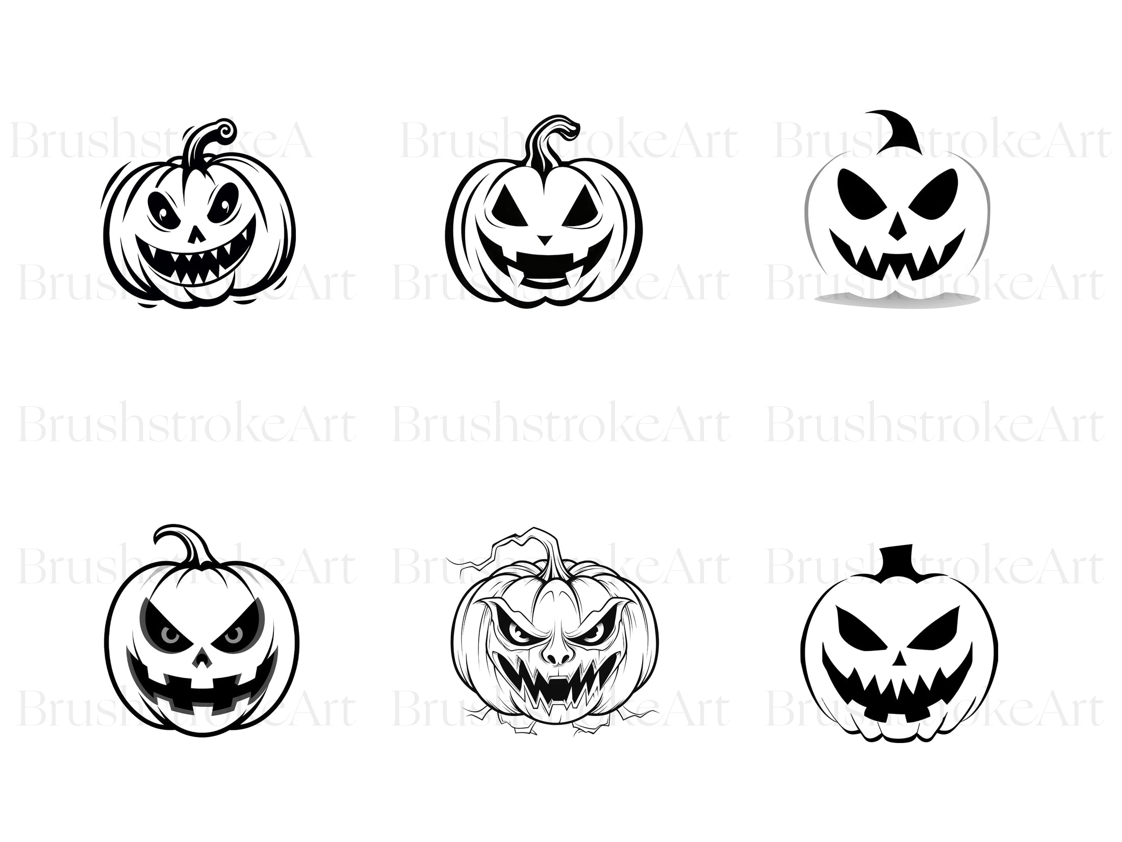 Halloween Pumpkin Line Art, Jack O Lantern, Pumpkin Face – Clipartset