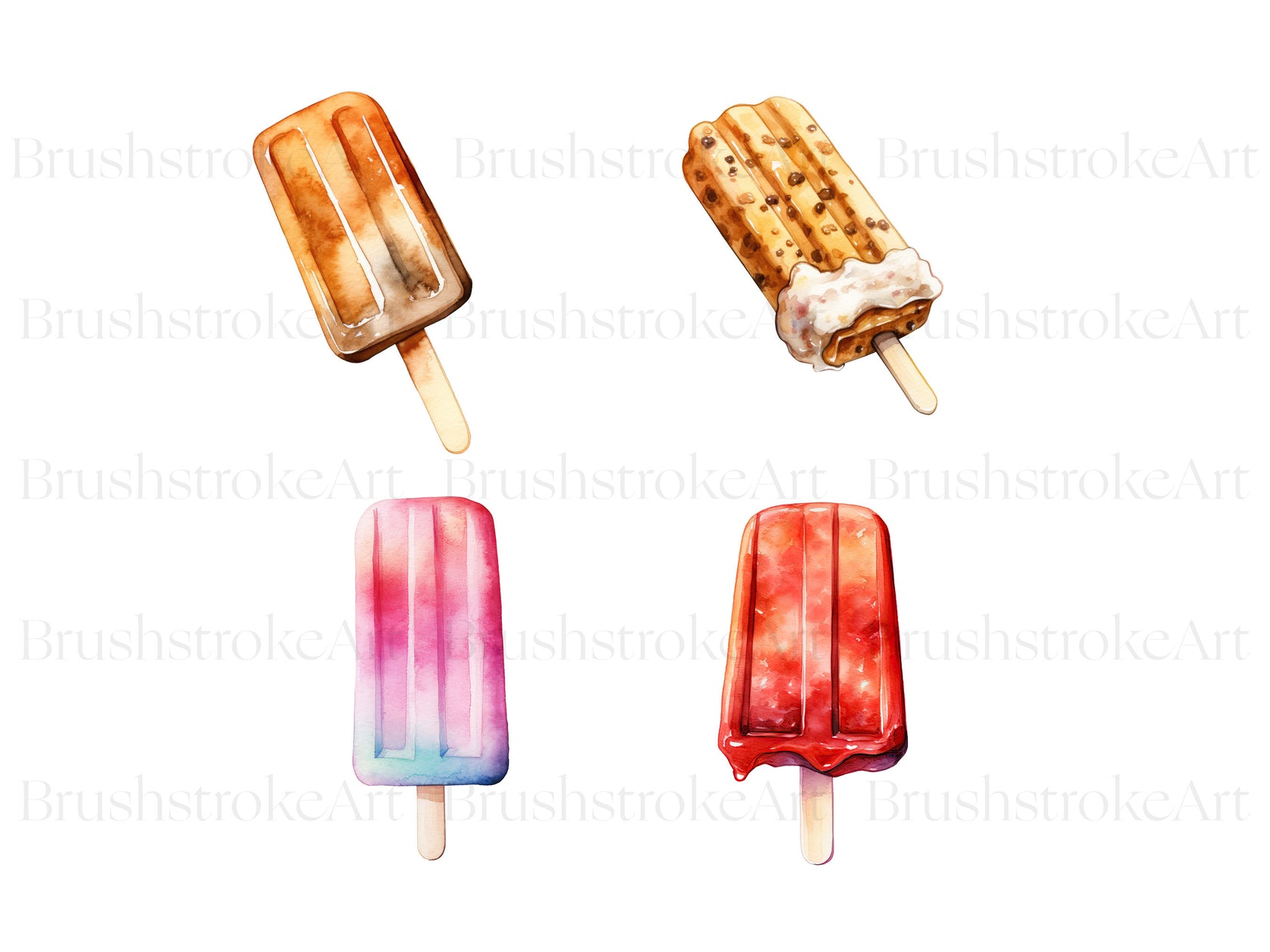 Watercolor Popsicle Clipart, Ice Pop Clipart, Rainbow Pops – Clipartset