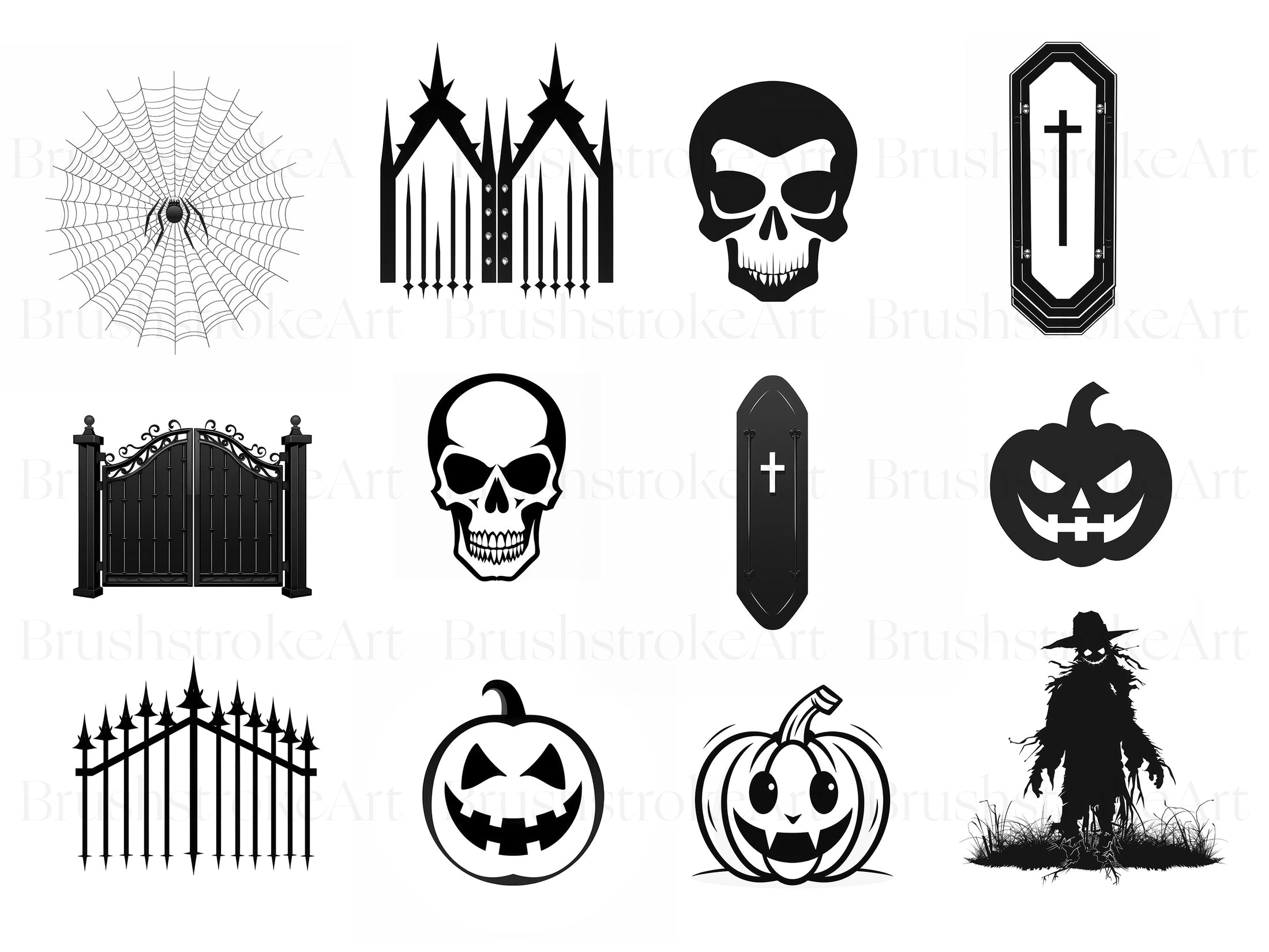 Halloween Line Art, Jack-o-lantern PNG, Halloween Doodles – Clipartset