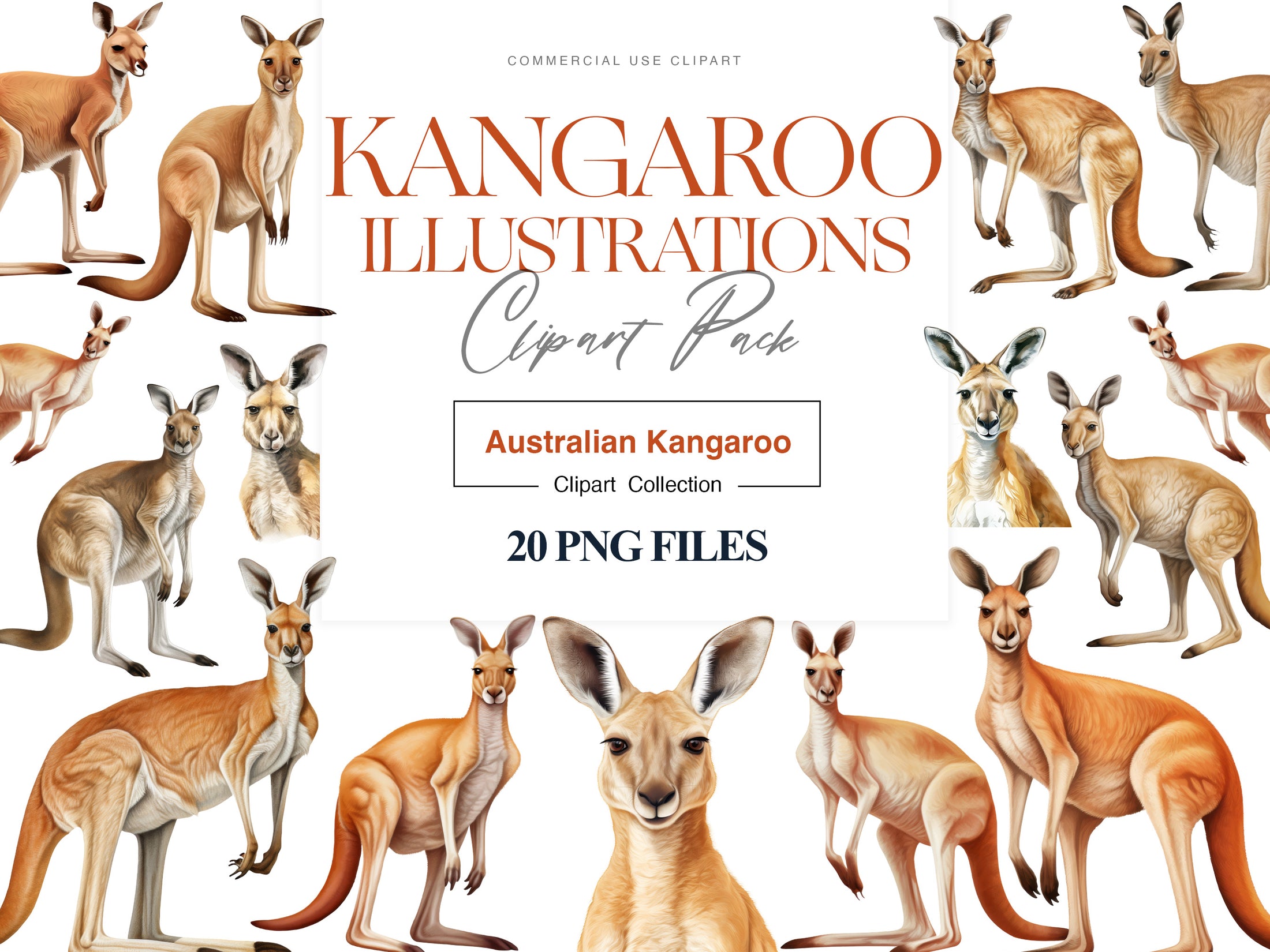 Kangaroo Clipart, Red Kangaroo, Western Grey Kangaroo PNG – Clipartset