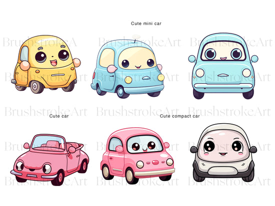 Cute Car Clipart, Yellow Car, Kawaii Car PNG, Colorful Cars – Clipartset