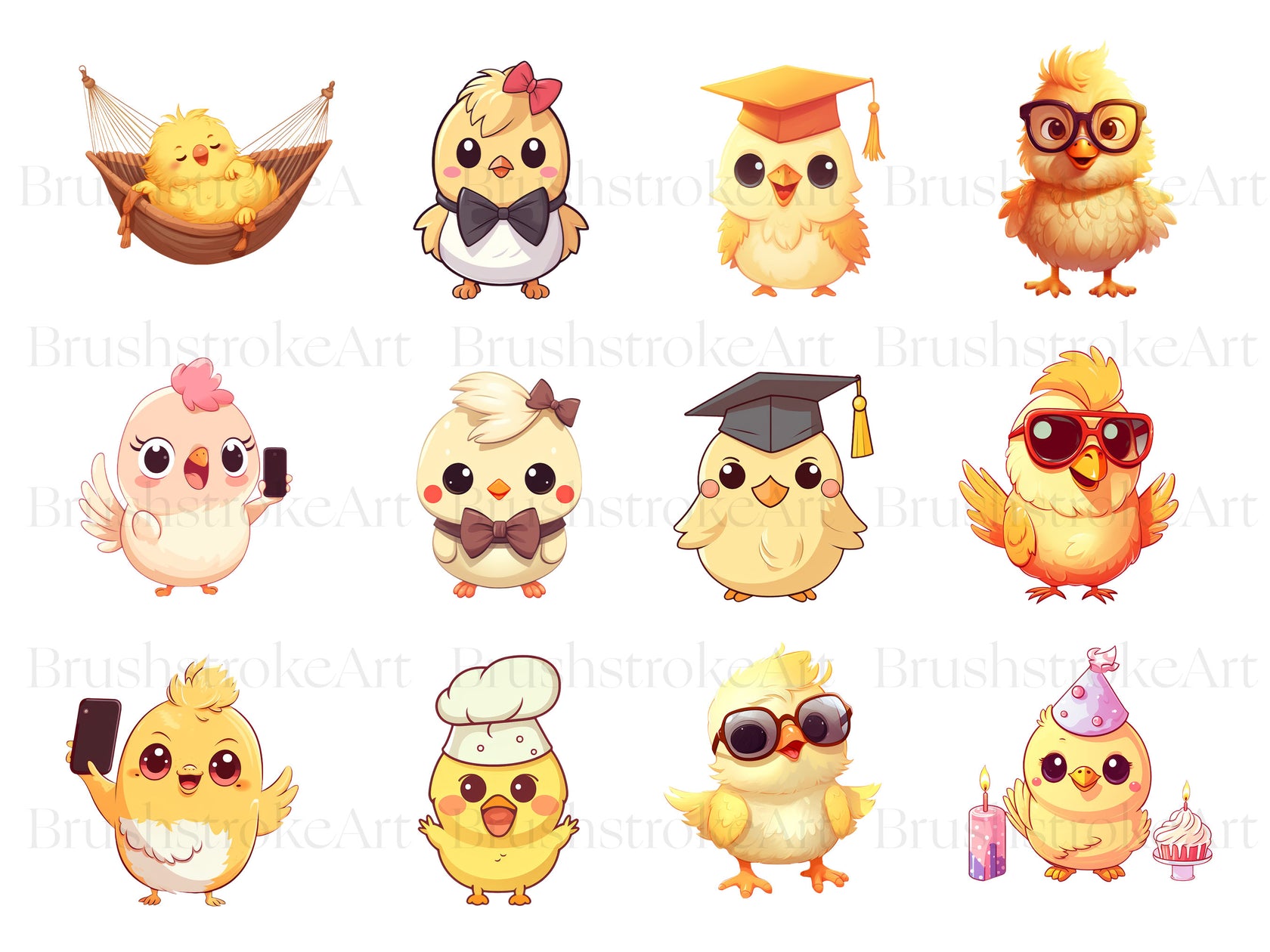 Cute Chicken Clipart, Baby Chicken Hatching, Kawaii Chicken – Clipartset