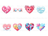 Kawaii Heart Clipart, Rainbow Heart PNG, Cute Hearts, Love – Clipartset