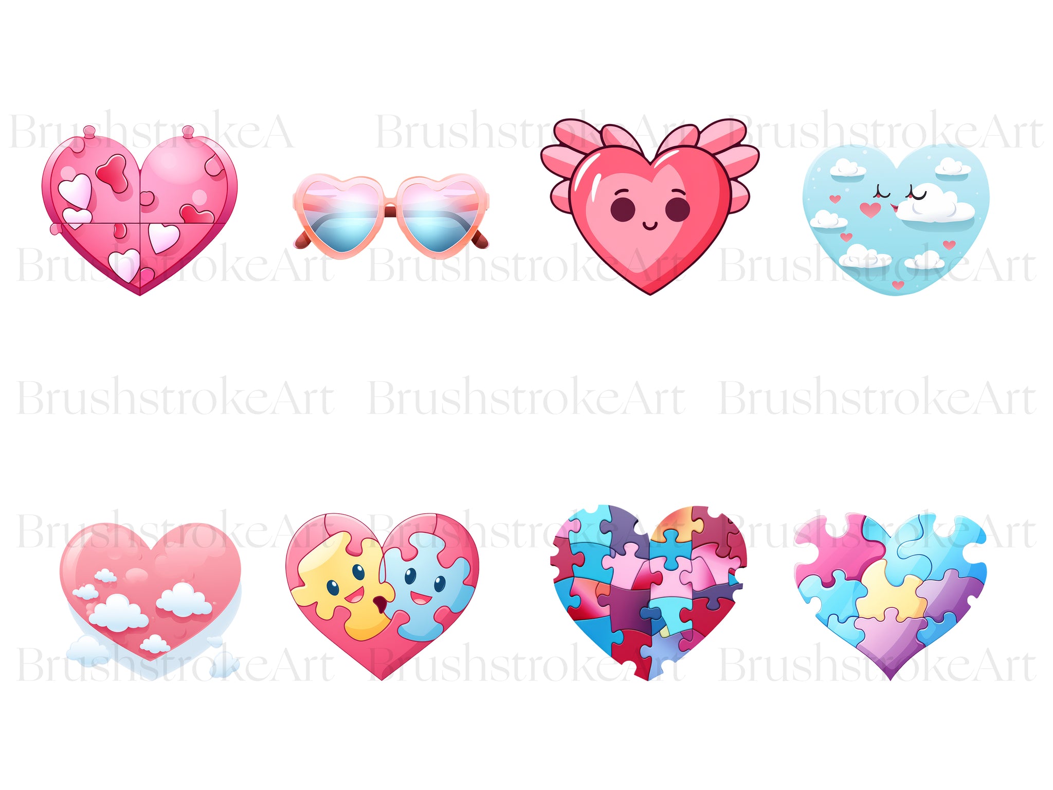 Kawaii Heart Clipart| Rainbow Heart PNG| Cute Hearts| Love – Clipartset