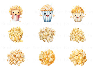 Watercolor Popcorn Clipart, Popcorn Bucket, Popcorn Images – Clipartset