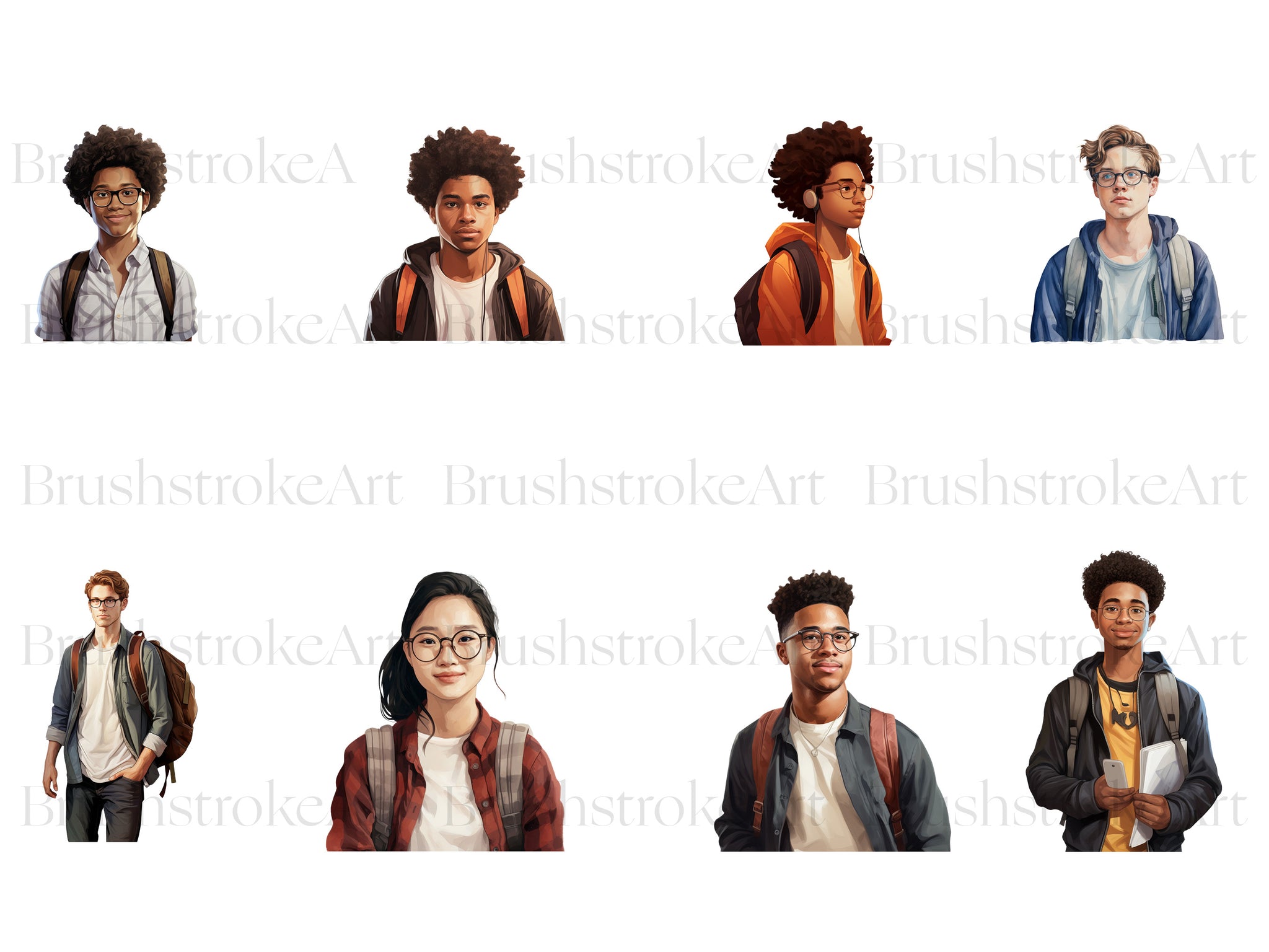 Students Clipart, College Girl, Teen Clipart, School Kids – Clipartset