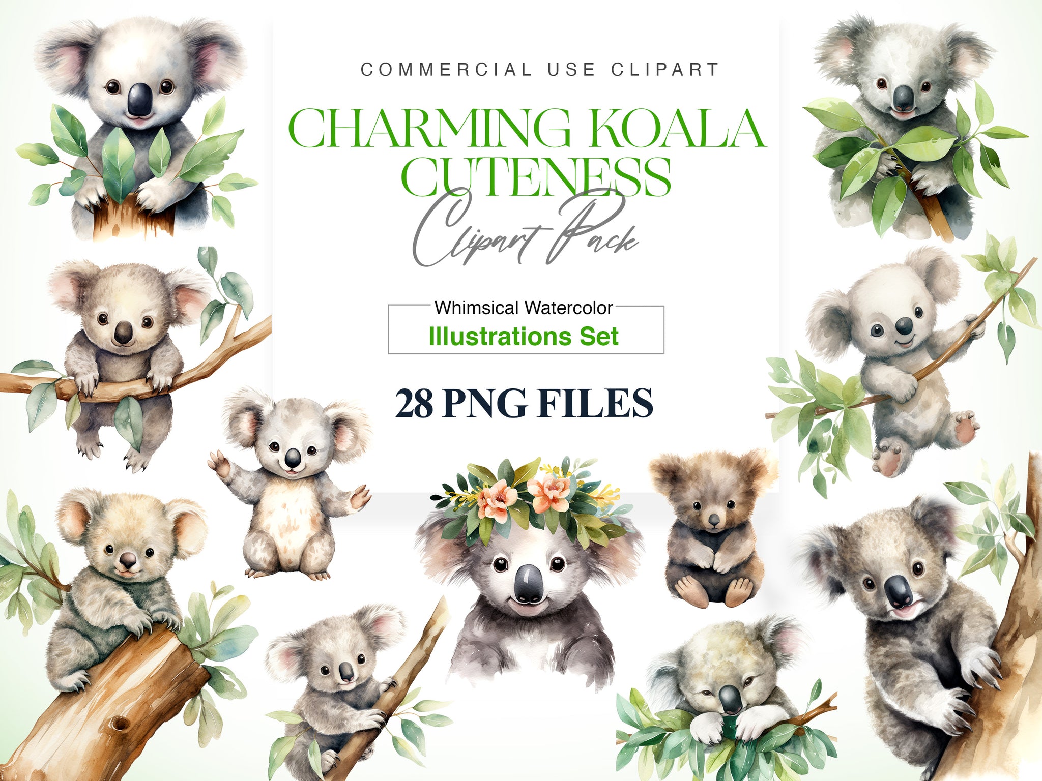 Watercolor Koala Clipart| Cute Koala| Wall Art| Baby Animal| Baby Show ...