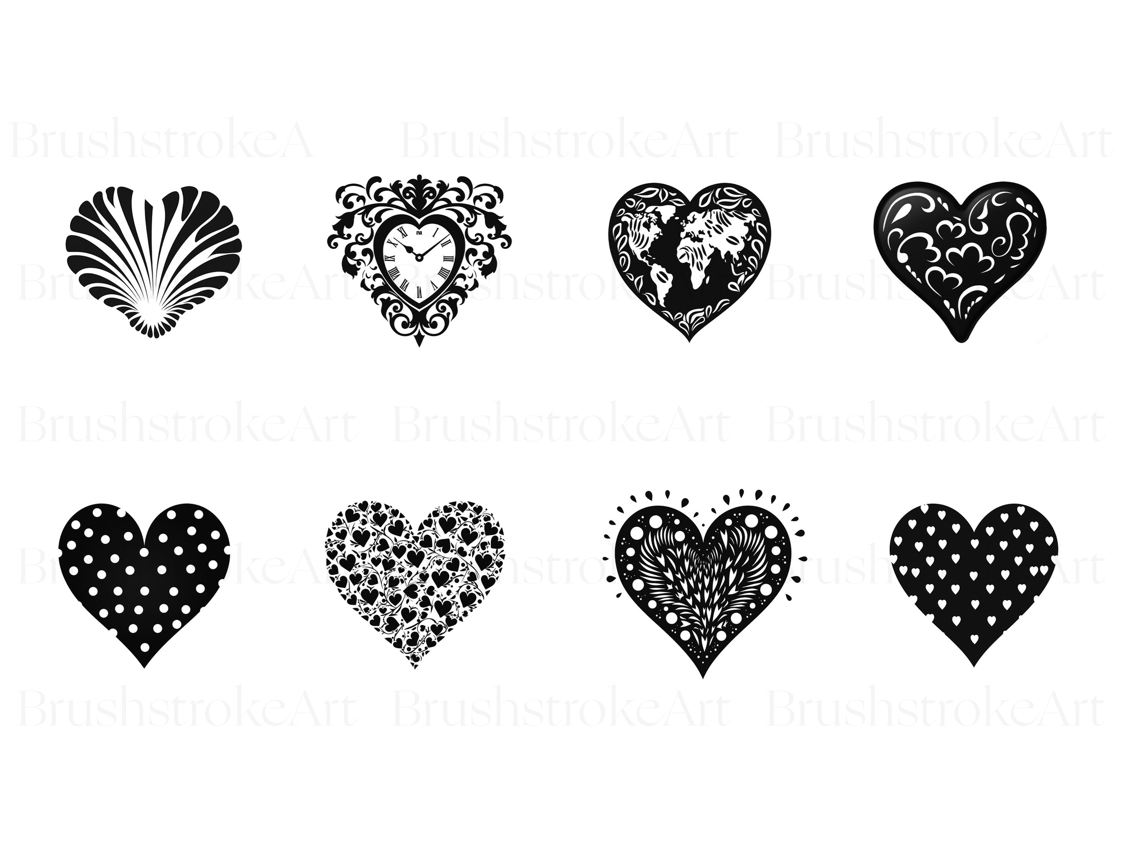 Heart Silhouette Clipart, Valentines Day, Floral Heart PNG – Clipartset