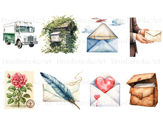 Watercolor Postage Clipart, Mail Truck, Letter PNG, Mailbox – Clipartset