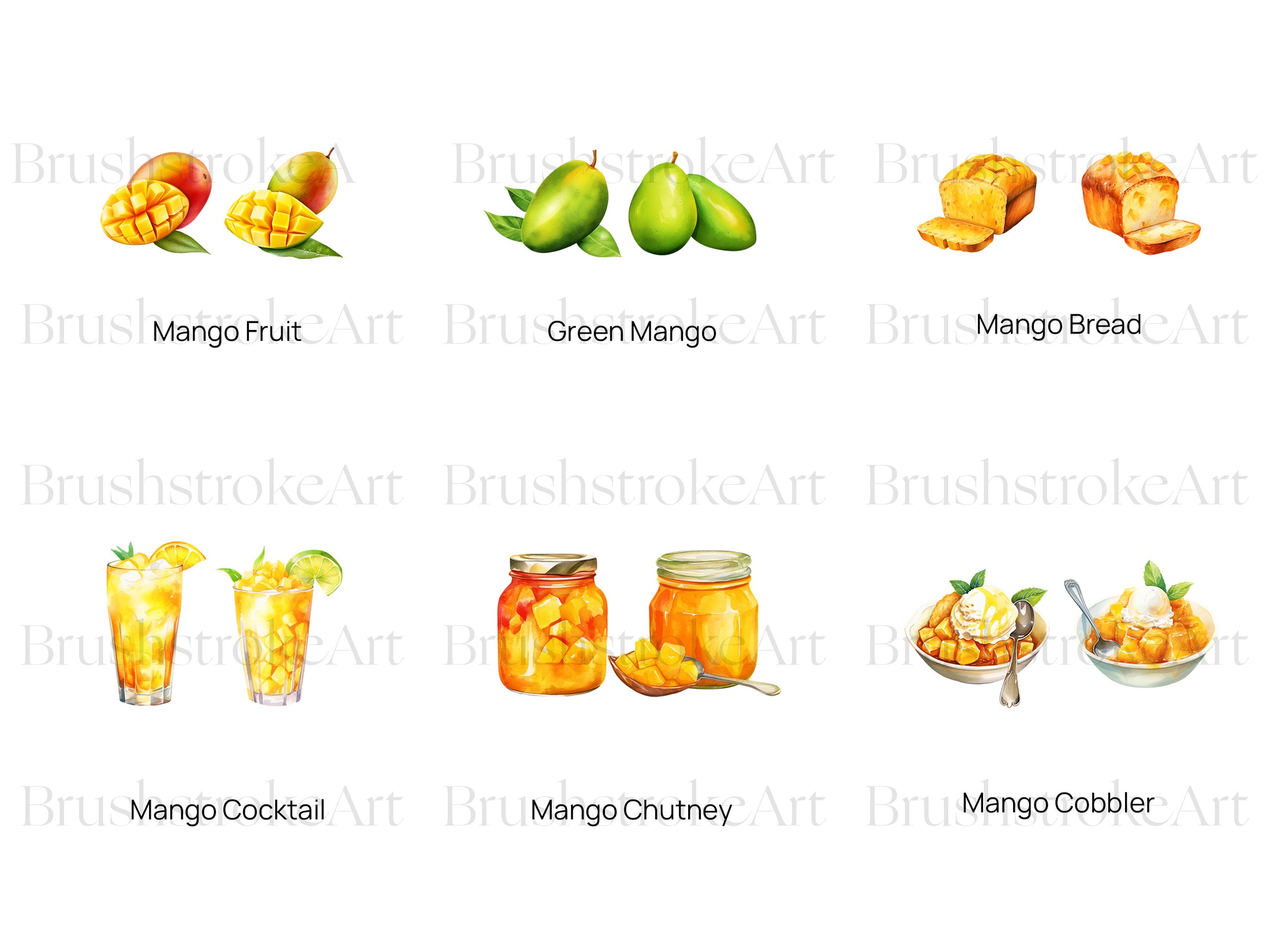 Watercolor Mango Clipart, Tropical Fruit, Yellow Mango PNG – Clipartset