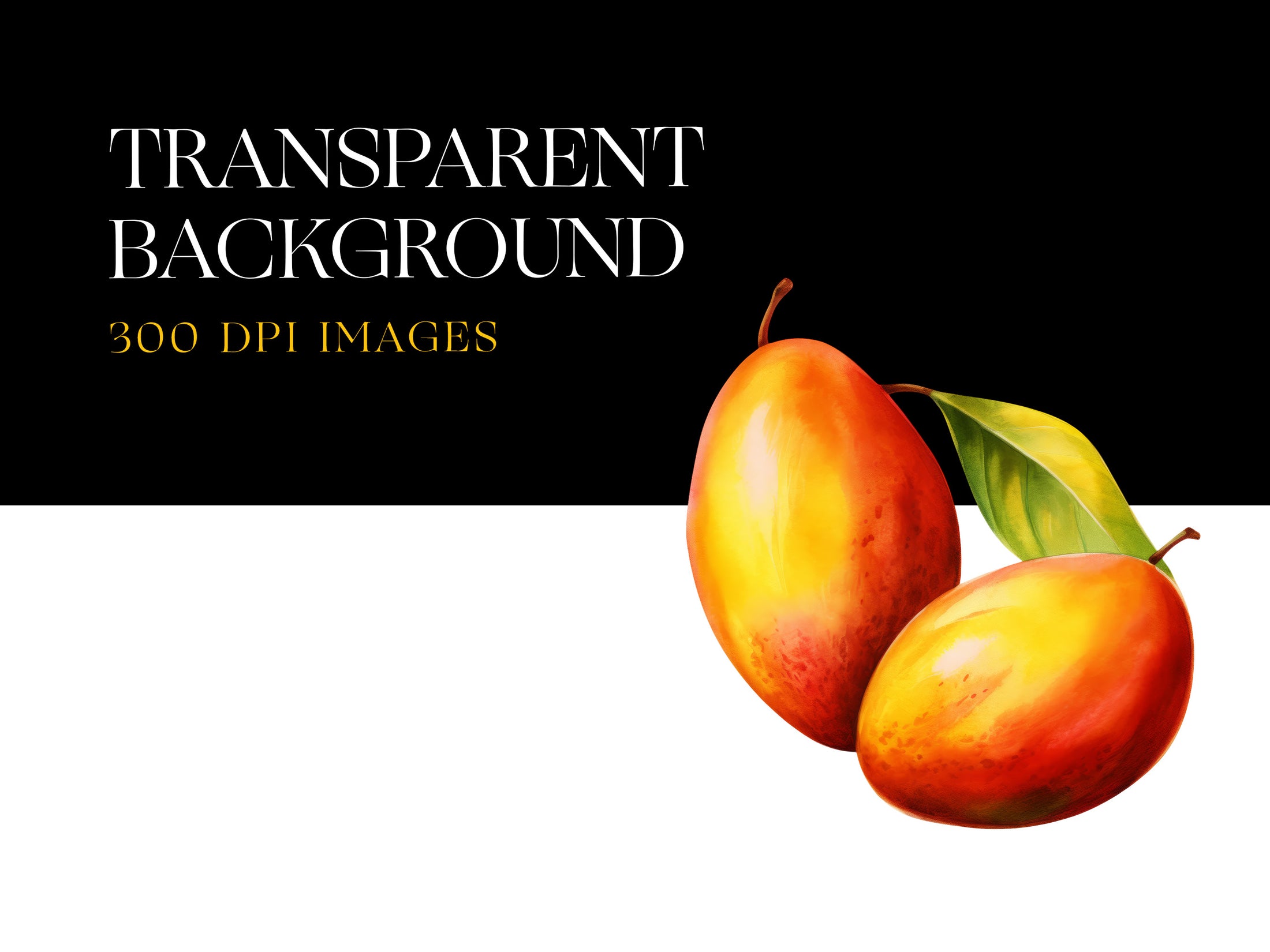 Watercolor Mango Clipart, Tropical Fruit, Yellow Mango PNG – Clipartset