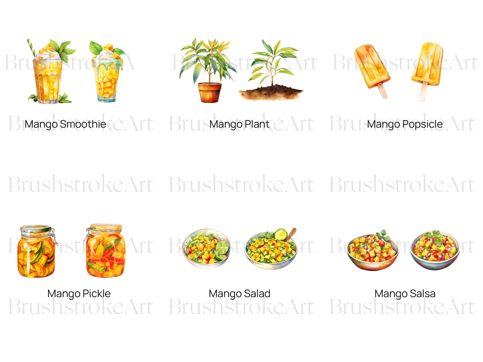 Watercolor Mango Clipart, Tropical Fruit, Yellow Mango PNG – Clipartset