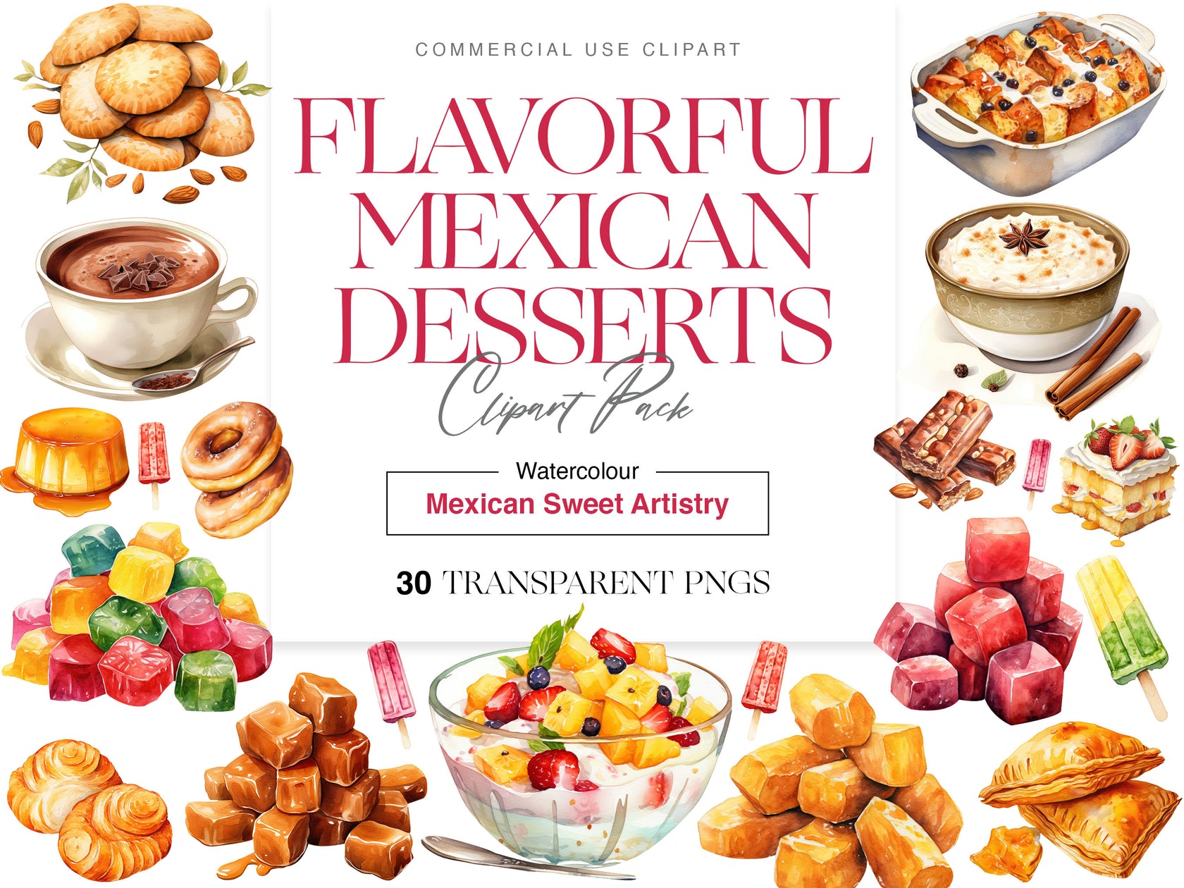 Mexican Dessert Clipart, Mexican Candy, Churros – Clipartset