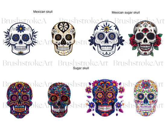 Sugar Skull Clipart, Day of the Dead, Mexican Sugar Skull – Clipartset