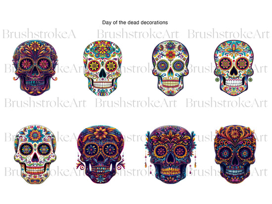 Sugar Skull Clipart, Day of the Dead, Mexican Sugar Skull – Clipartset