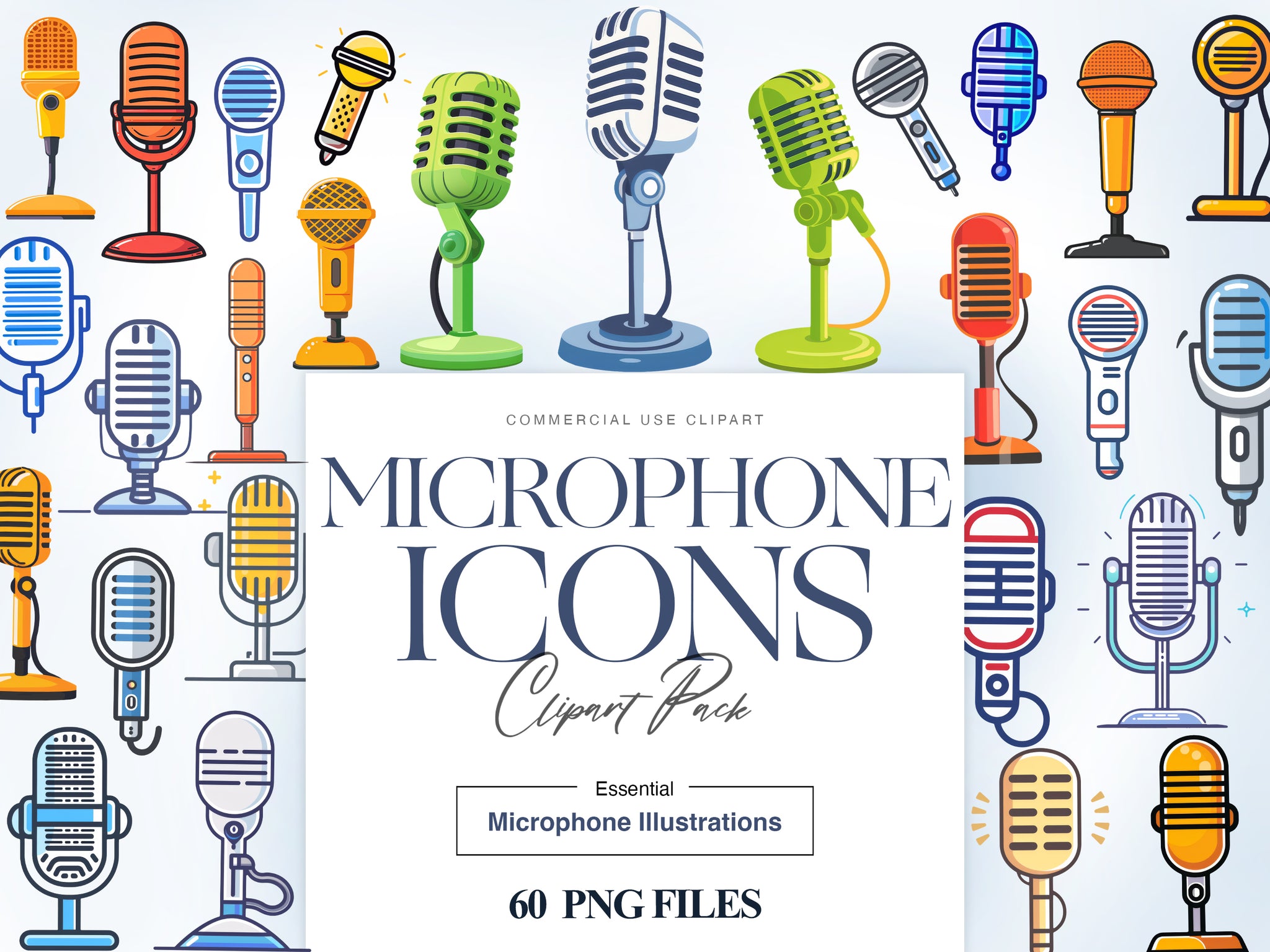 Microphone Icon Clipart, Mic PNG, Retro Mic, Singing Decal – Clipartset