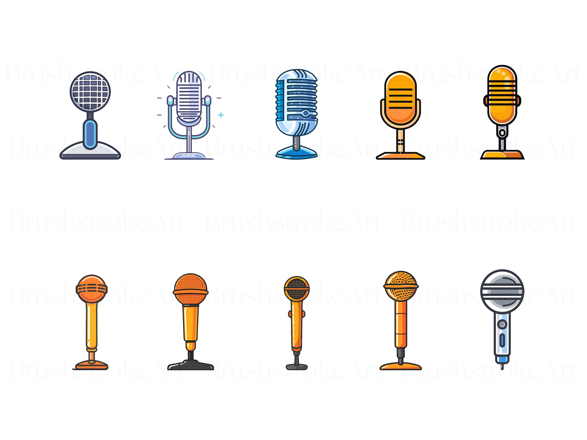 Microphone Icon Clipart, Mic PNG, Retro Mic, Singing Decal – Clipartset