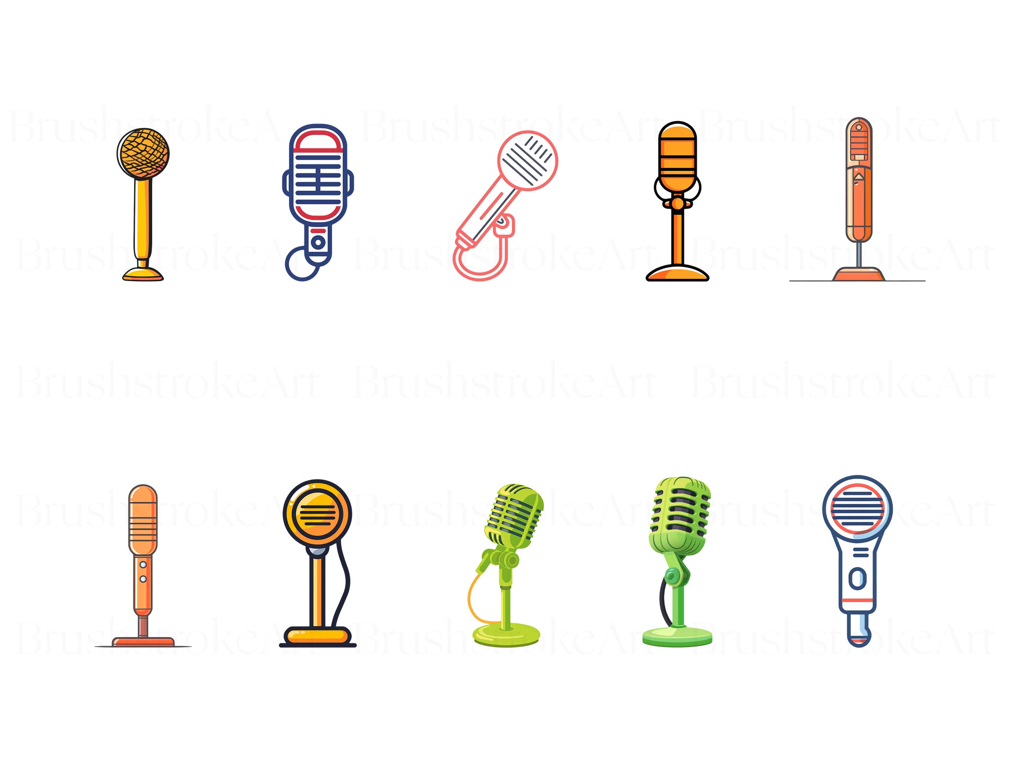 Microphone Icon Clipart, Mic PNG, Retro Mic, Singing Decal – Clipartset