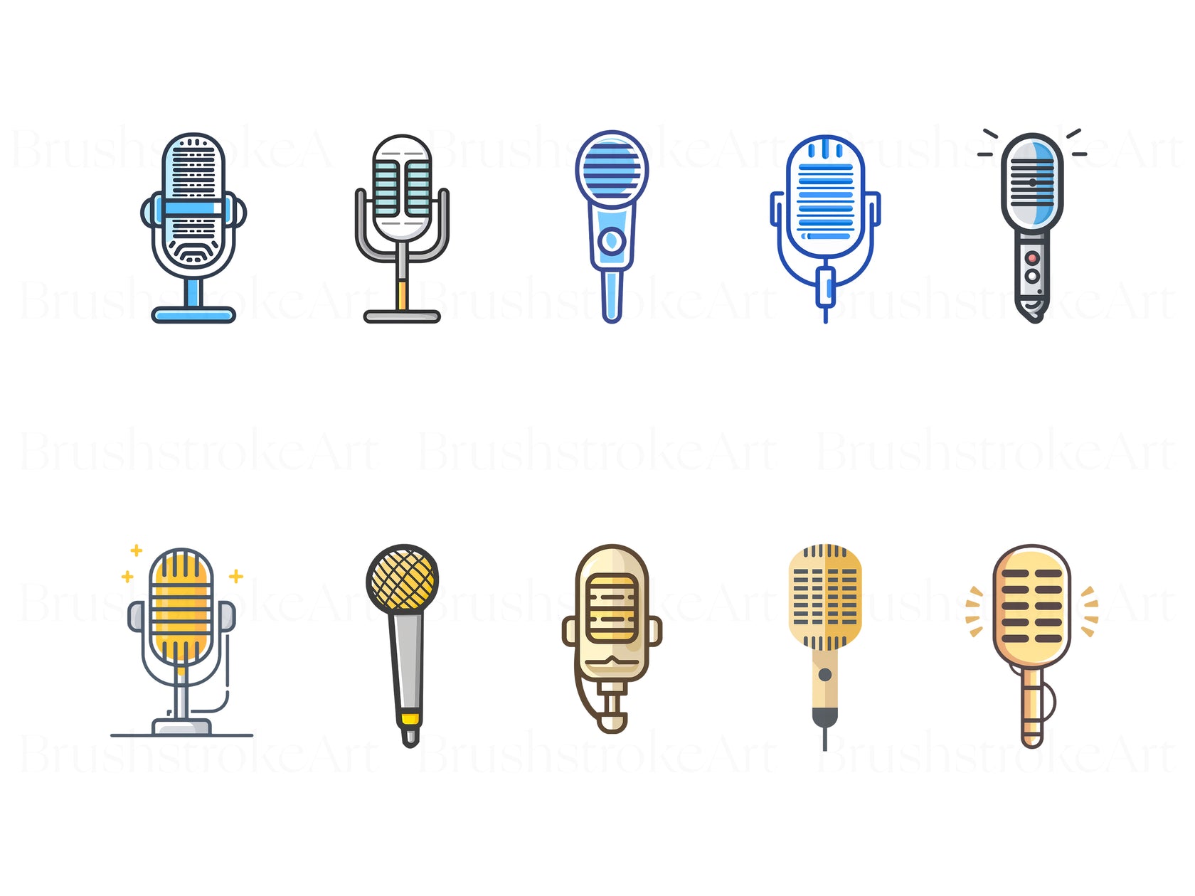 Microphone Icon Clipart, Mic PNG, Retro Mic, Singing Decal – Clipartset