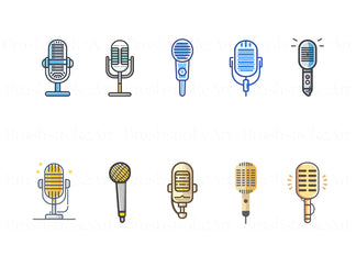 Microphone Icon Clipart, Mic PNG, Retro Mic, Singing Decal – Clipartset