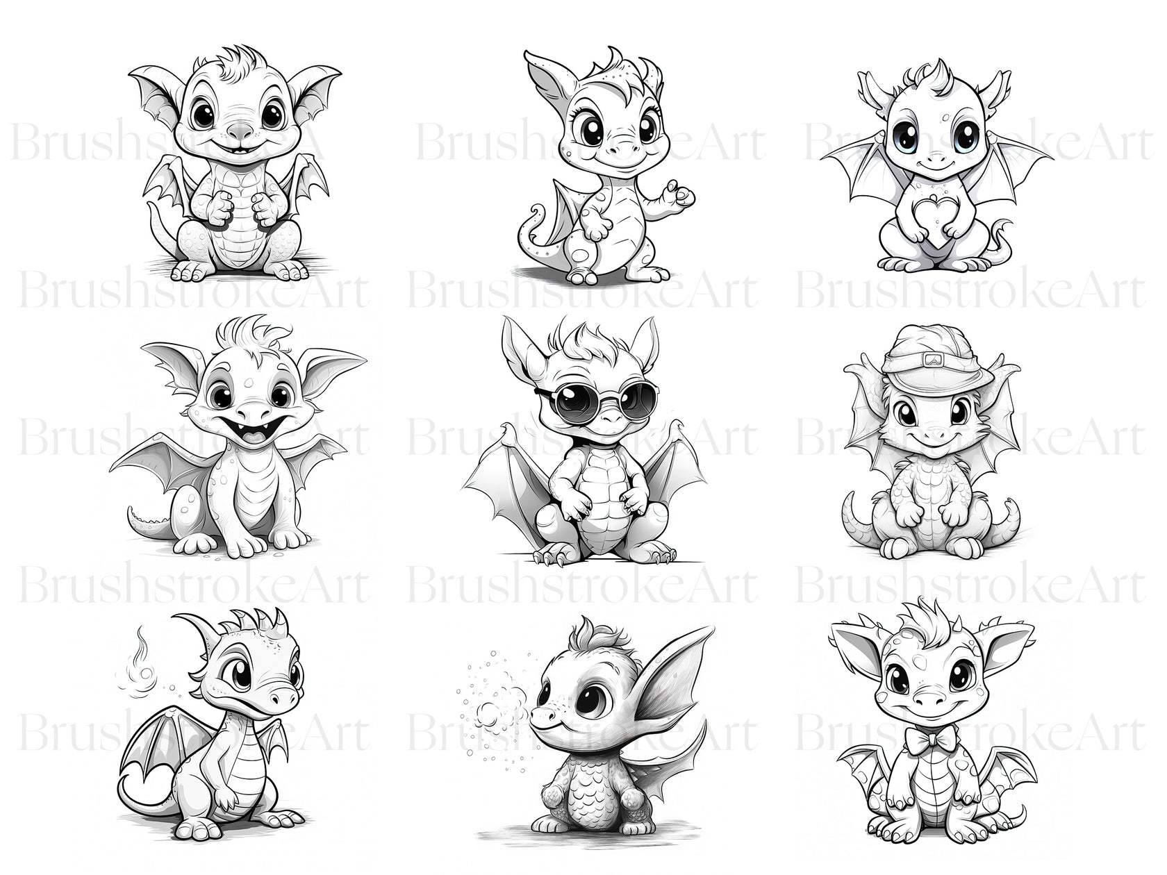 47 Cute Dragon Clipart, Animals PNG, Dragon Illustration, Line Art ...