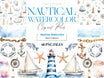 Watercolor Nautical Clipart, Coastal Beach, Sailing Clipart – Clipartset
