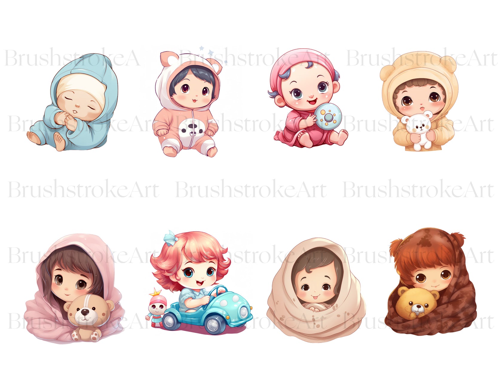 Kawaii Baby Clipart, Cute Babies, Funny, Baby Girl Clipart – Clipartset