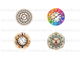Watercolor Clock Clipart, Vintage Clock, Antique Clock PNG – Clipartset