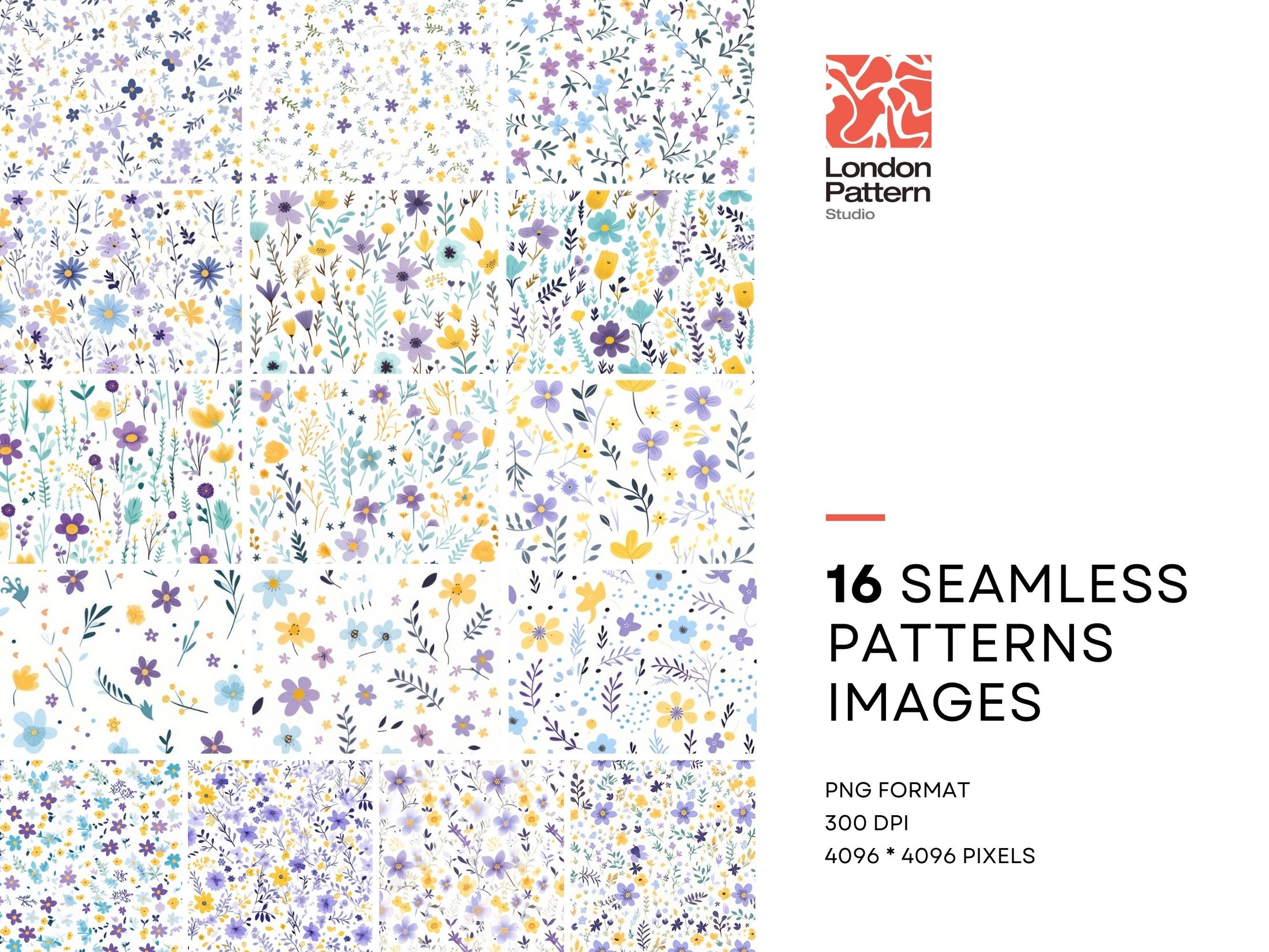 Pastel Blossoms Seamless Patterns, Spring Floral Pattern – Clipartset