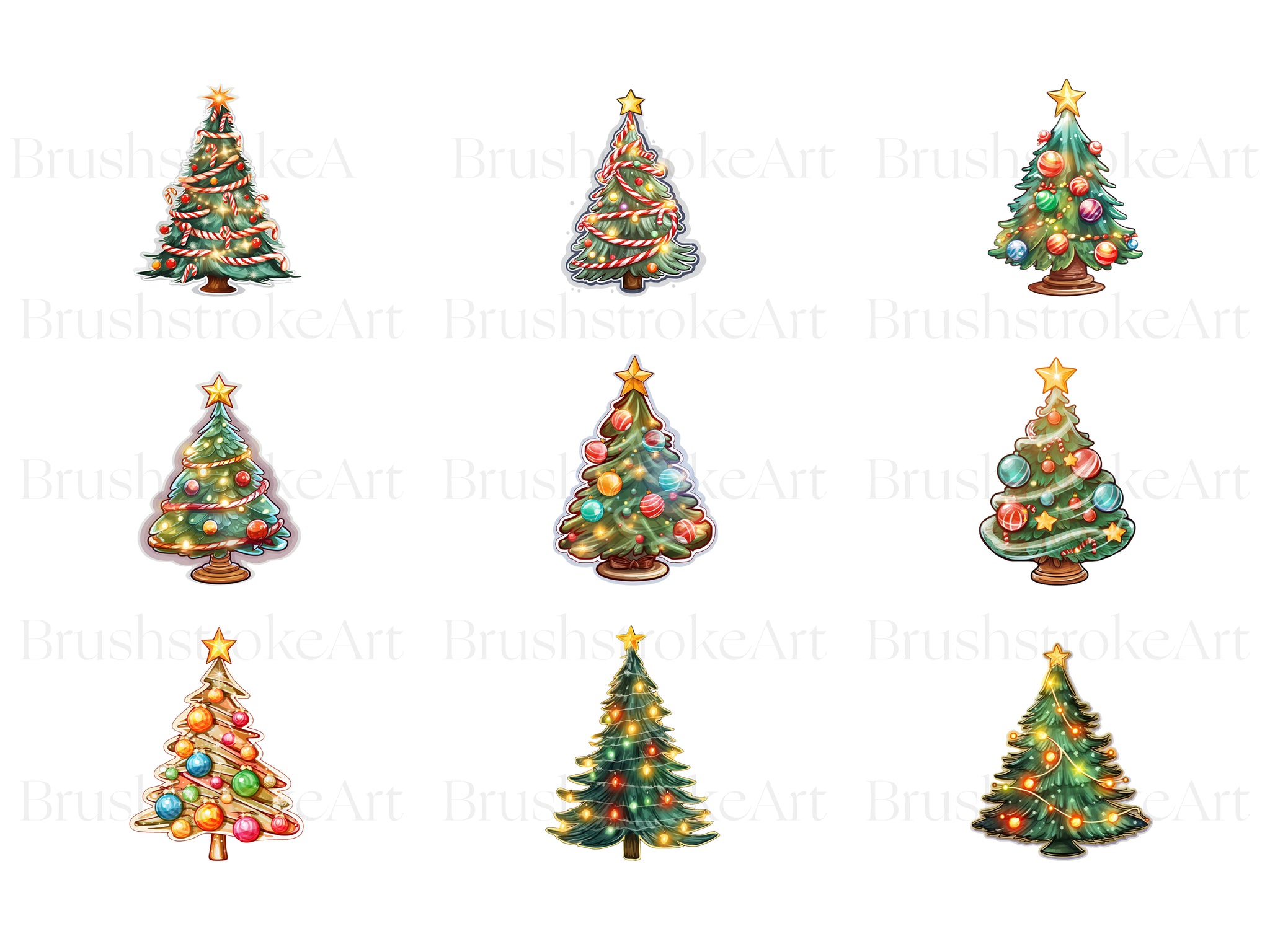 Christmas Tree Clipart, Pine Tree PNG, Christmas Stickers – Clipartset