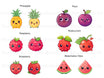 Cute Fruit Clipart, Smiling Fruit Happy, Kawaii Fruit PNG – Clipartset