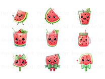 Kawaii Watermelon Clipart, Watermelon Slices, Popsicles PNG – Clipartset