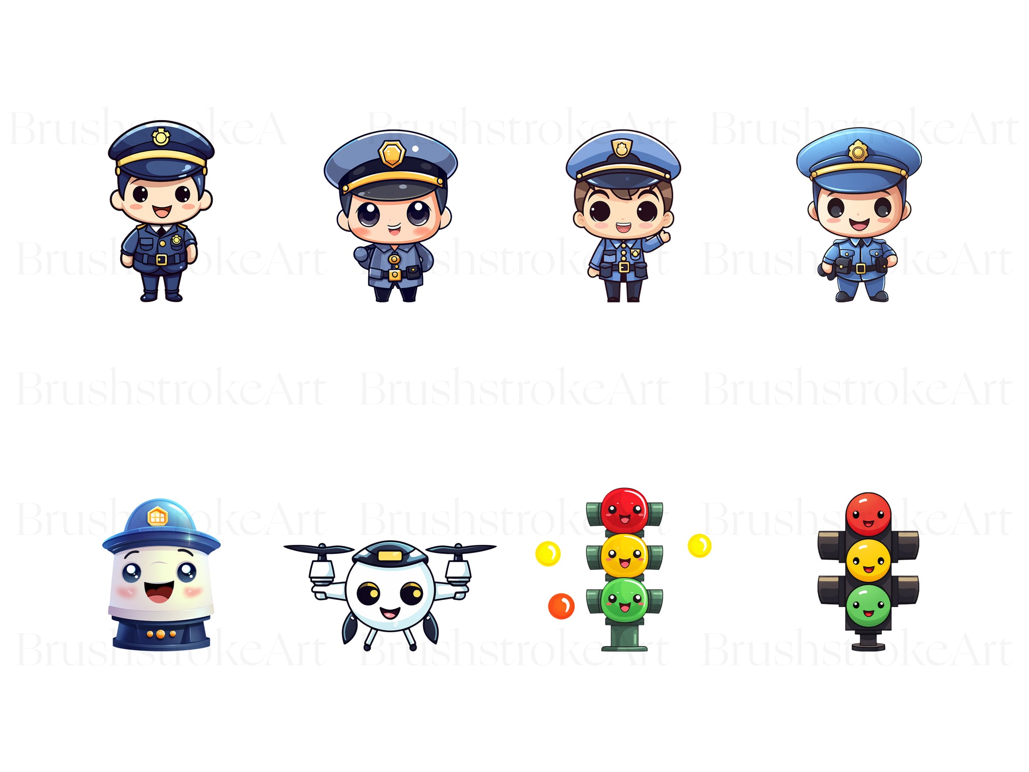 Kawaii Police Clipart, Policeman, Police Dog, Cute Police – Clipartset