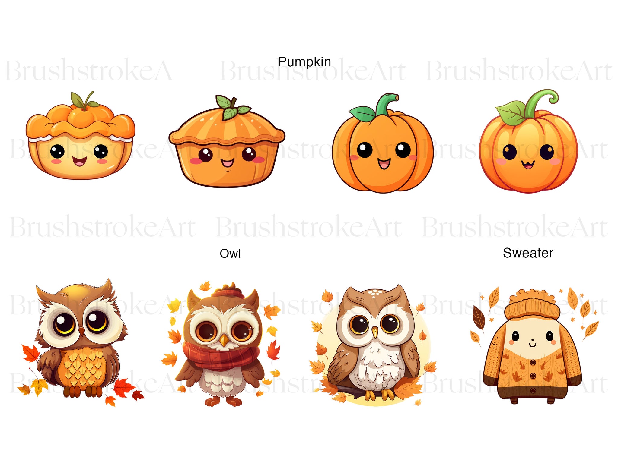 Cute Fall Clipart, Pumpkin, Cute Autumn PNG, Fall Animals – Clipartset