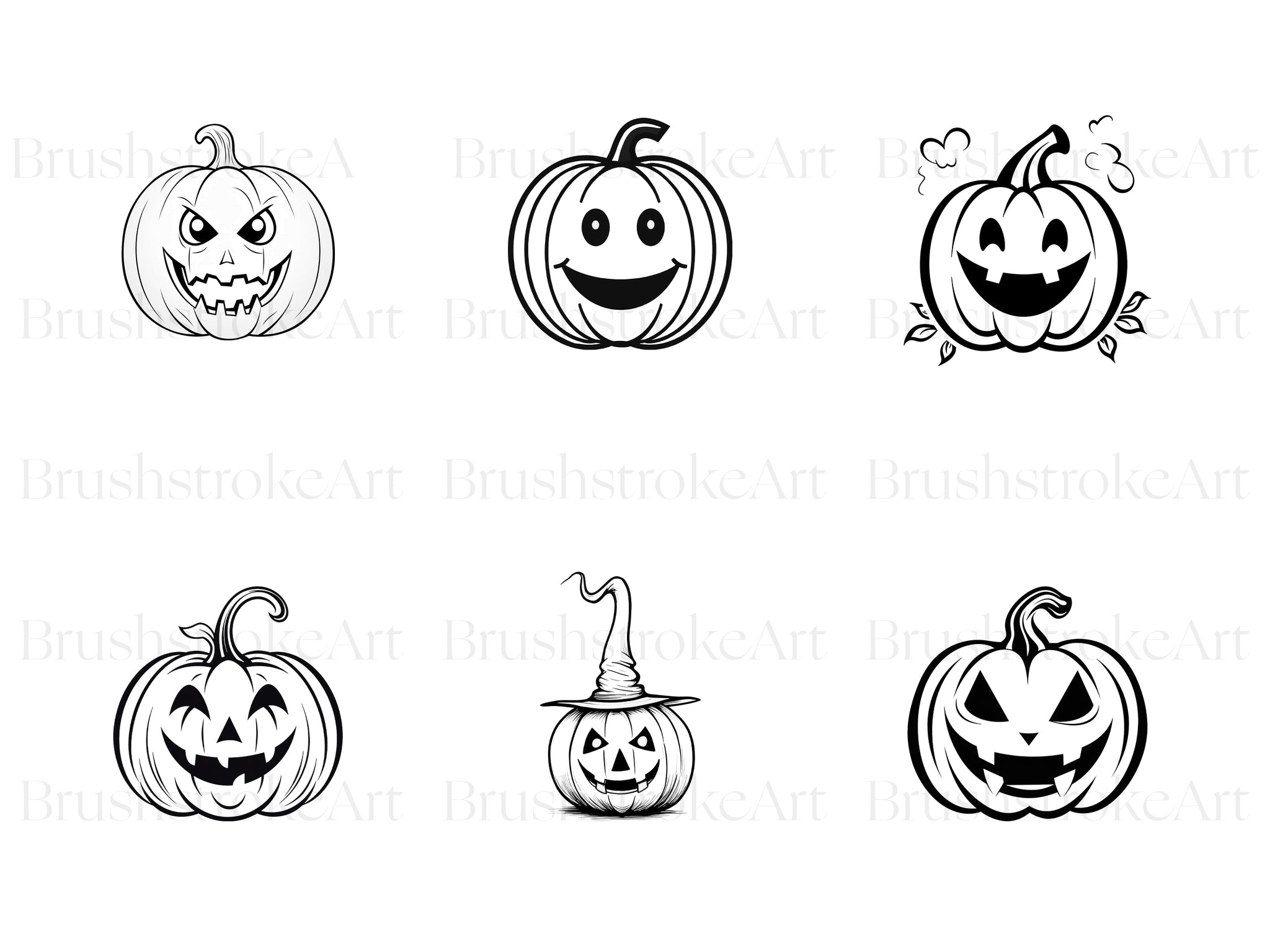 Halloween Pumpkin Line Art, Jack O Lantern, Pumpkin Face – Clipartset