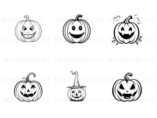 Halloween Pumpkin Line Art, Jack O Lantern, Pumpkin Face – Clipartset