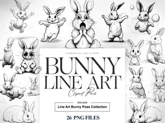 Rabbit Line Art Silhouette, Bunny Silhouette, Cute Bunny SVG – Clipartset