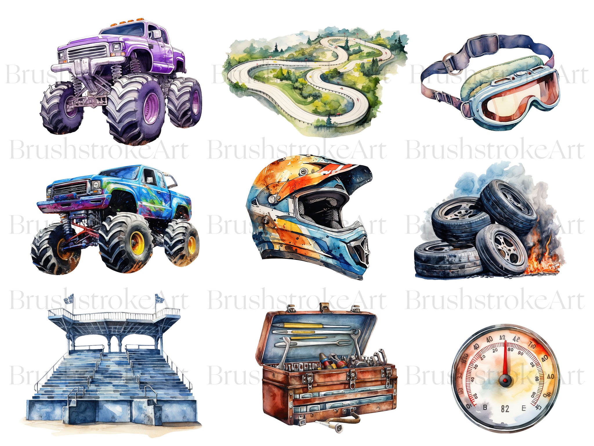 Watercolor Monster Truck Clipart, Watercolor Monster Truck Clipart, Big ...
