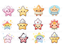 Kawaii Stars Clipart, Chibi Star, Colorful, Rainbow Stars – Clipartset