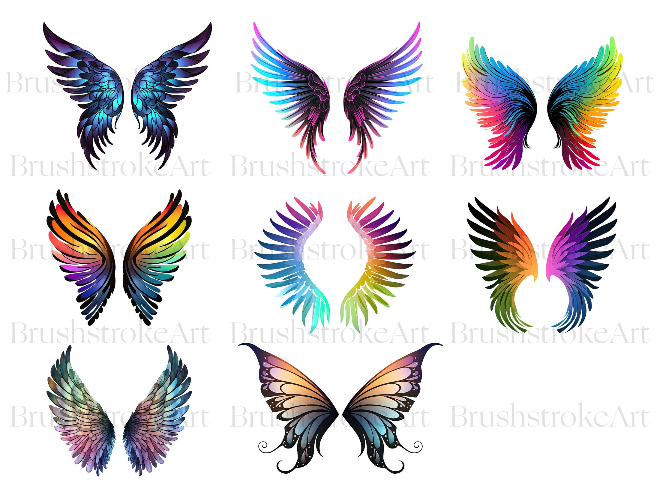 45 Angel Wings PNG Images, Fairy Wings Clipart, Rainbow, Wall Art, Des ...