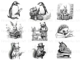 Reading Book Loving Animals Clipart, Lion, Animal Fantasy, Book-loving ...