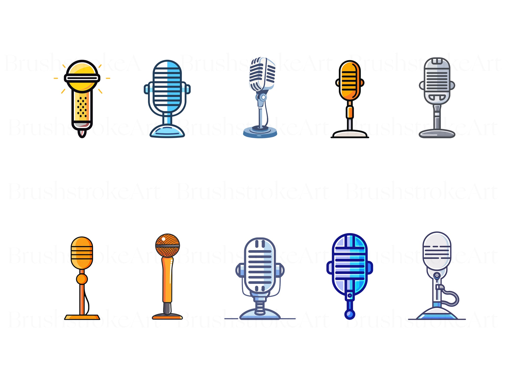 Microphone Icon Clipart, Mic PNG, Retro Mic, Singing Decal – Clipartset