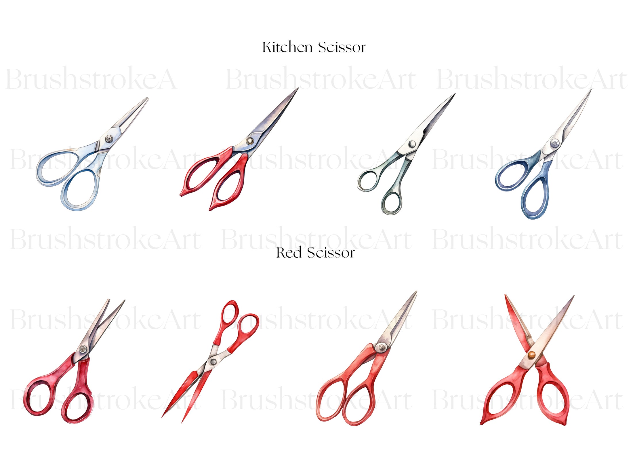 Watercolor Scissors Clipart, Vintage Scissors, Scissors Art – Clipartset