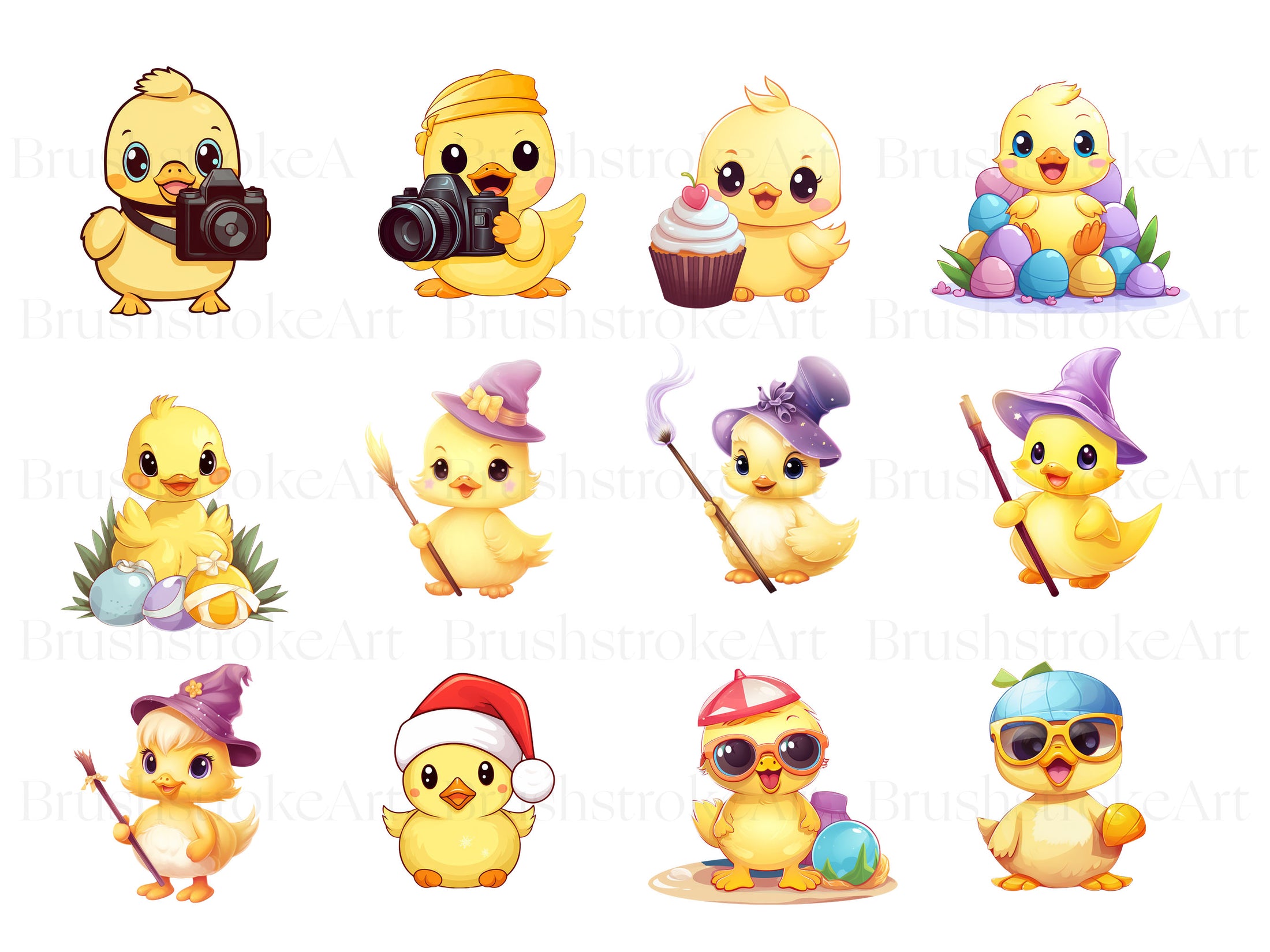 Cute Ducks Clipart, Duck Baby Shower, Watercolor Duck PNG – Clipartset