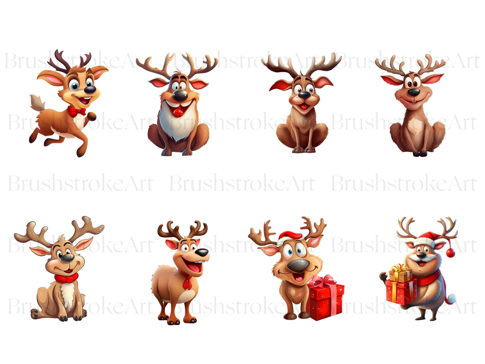 Cute Reindeer Clipart, Christmas Reindeer PNG, Rudolph Art – Clipartset