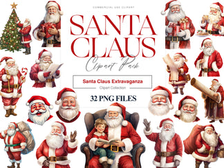 Watercolor Santa Clipart, Santa Claus PNG, Christmas Santa – Clipartset
