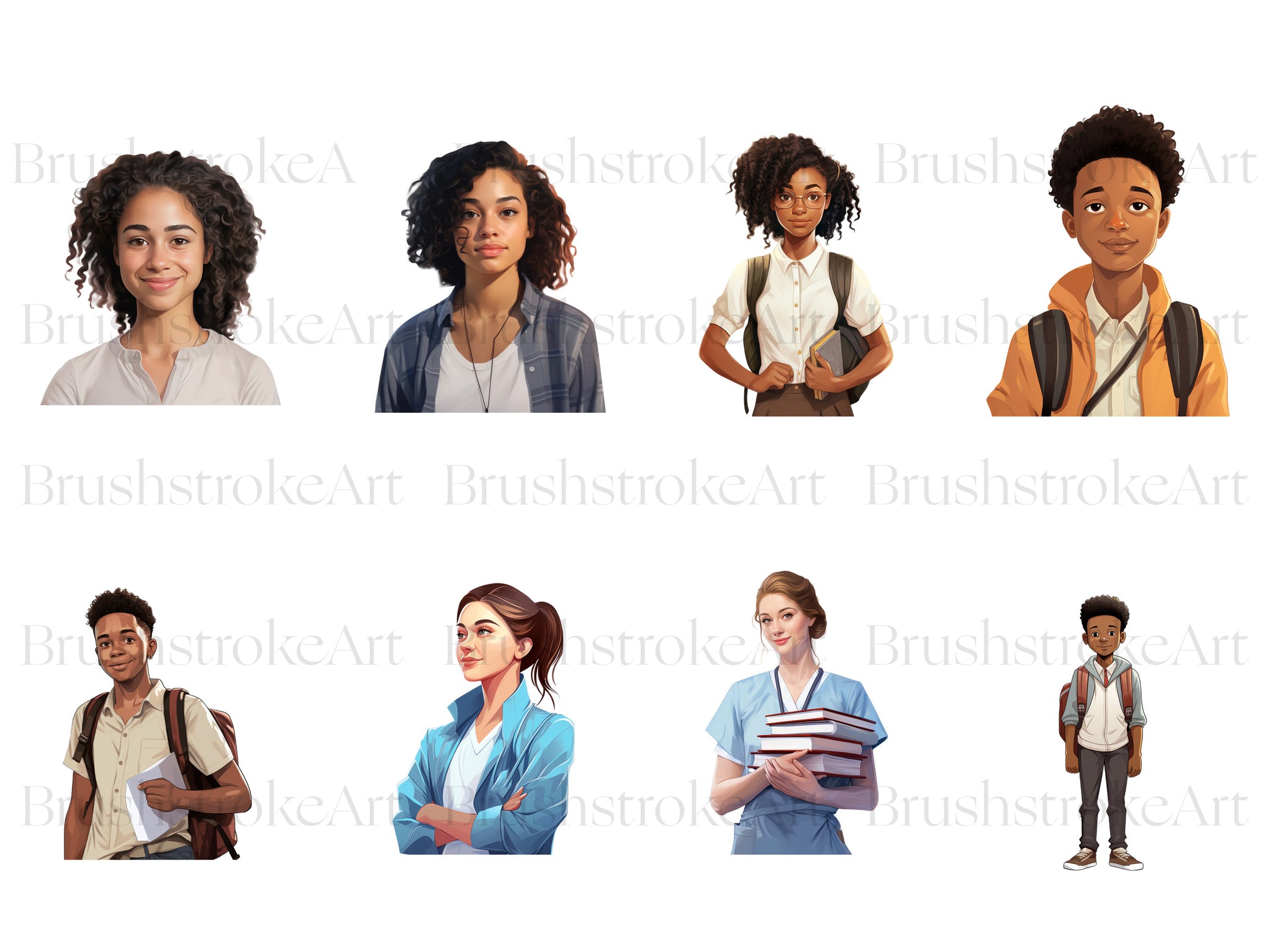 Students Clipart, College Girl, Teen Clipart, School Kids – Clipartset