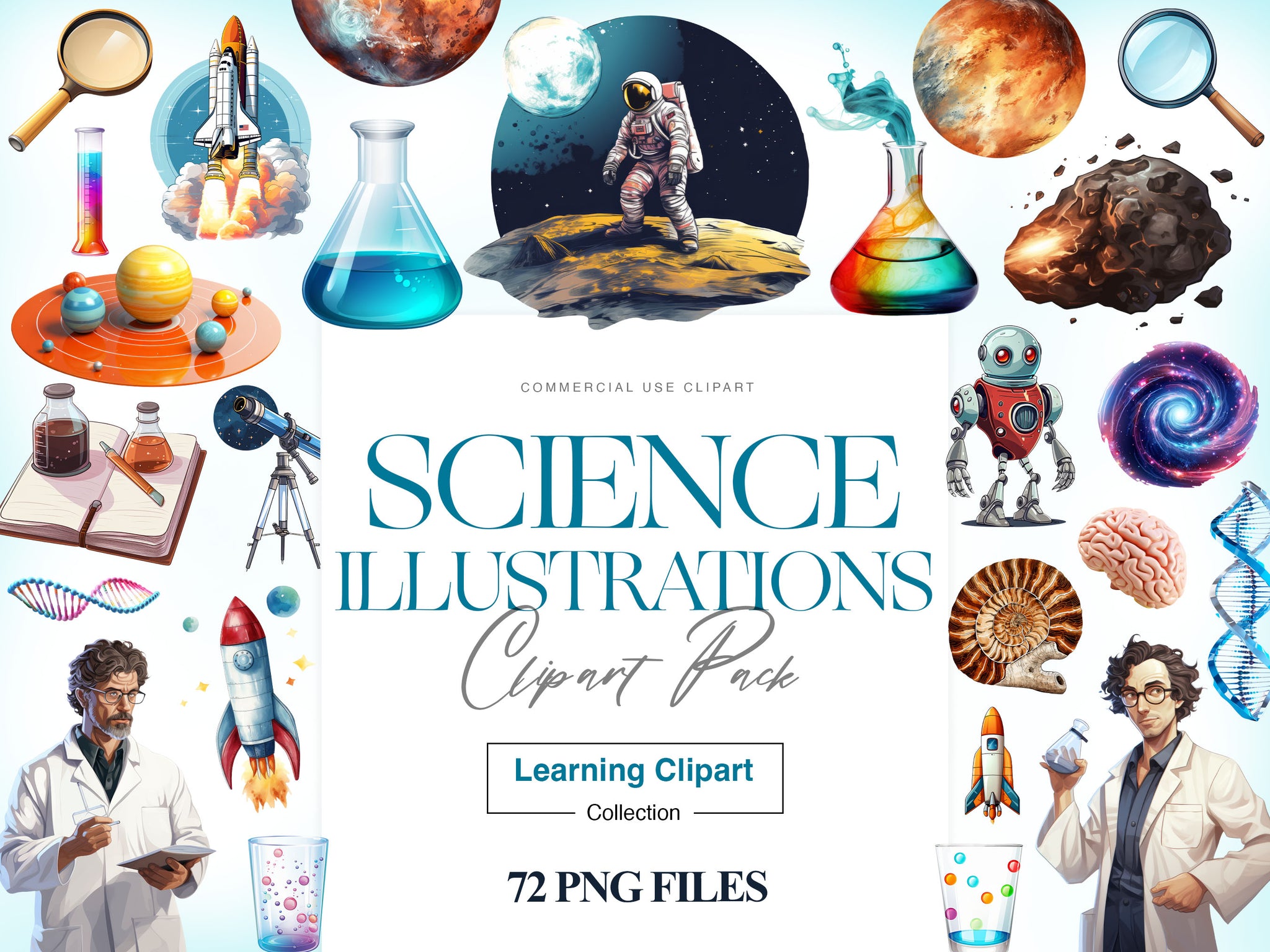 Science Clipart, Chemistry, Biology Clipart, DNA, Microscope – Clipartset