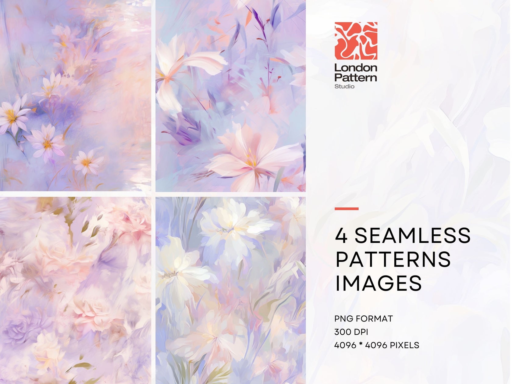 Soft Light Floral Symphony Seamless Patterns, Wallpaper Design – Clipartset